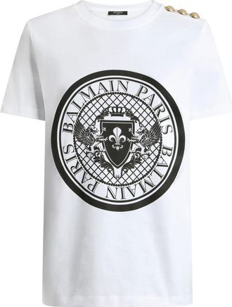Balmain Femme, Tops, Blanc, Taille: 36 FR T-shirt 3 boutons