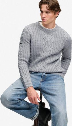 Superdry Rundhalspullover JACOB CABLE JUMPER Materialmix, regular fit