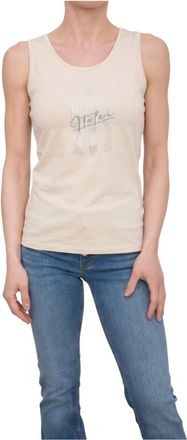 Fracomina D&eacute;bardeur avec logo en strass - Femme - Tops - Beige - Taille: 44 FR
