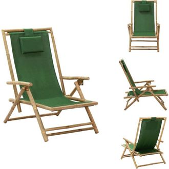 vidaXL Vidaxl - Relaxstuhl Verstellbar Gr&uuml;n Bambus und Stoff - Bambussessel - Gartenstuhl - Klappstuhl - Outdoor M&ouml;bel - Lounge Chair