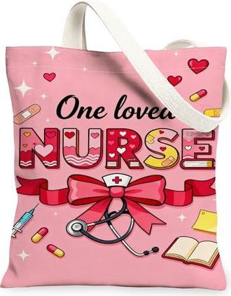 Generic Sacs fourre-tout mignons en toile de p&ecirc;che, design m&eacute;dical amusant, sacs d&eacute;picerie r&eacute;utilisables, l&eacute;gers et lavables pour la Saint-Valentin, bandouli&egrave;