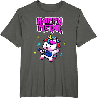Foxxy Merch Happy Metal Einhorn lustiges Heavy Rock Musiker Unicorn T-Shirt