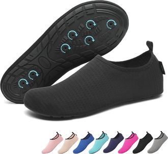 Saguaro Badeschuhe für Herren Damen - Schnell Trocknend Barfuß Wasserschuhe Seeigel Schwimmschuhe Aquaschuhe Surfschuhe Tauchschuhe mit Drainagelöcher Dunkles
