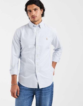 Polo Ralph Lauren Chemise Oxford ajust&eacute;e - Bleu clair