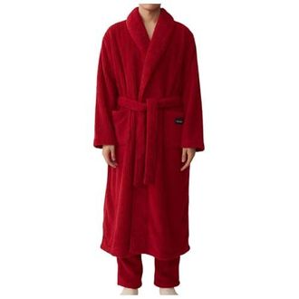 Generic Pyjama Homme Hiver Pyjama Polaire Homme Ensemble Cardigan Zipp&eacute; Hiver en Flanelle &Eacute;paisse Velours Corail Coupe Large V&ecirc;tement de Maison R&eacute;chauffant
