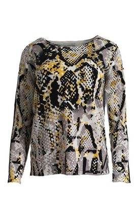 Passioni Strickpullover in Schlangenmuster und modernen Schriftz&uuml;gen