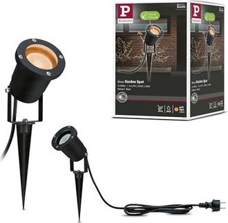 Paulmann 94731 LED Außenleuchte Gartenstrahler Goldlicht insektenfreundlich IP65 rund 92mm 2200K 4,3W 320lm 230V Schwarz Metall Goldlicht GU10 rund