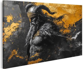Islandburner Bild auf Leinwand Goldener Wikinger im Kampfgeist Bilder Wandbilder Poster