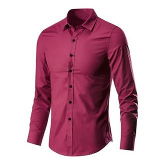 Generic Chemise boutonn&eacute;e &agrave; manches longues pour homme, chemise formelle pour homme, chemise formelle essentielle, confortable, extensible et classique, haut 