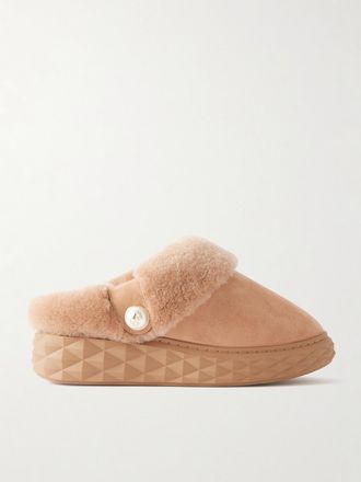 Jimmy Choo London Diamond Slippers Aus Shearling - Braun