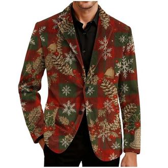 Generic Costume de Noël moche pour homme avec imprimé X-Mas - Vestes festives tendance - Revers vers vers le bas - Costume élégant et ajusté - Blazer fantaisi