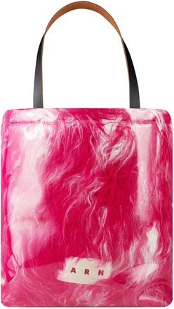 Marni Shopper & Totes - Logo Patch Covered Shearling Tote Bag - Gr. unisize - in Rosa - für Damen