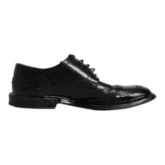 Dolce & Gabbana Homme, Chaussures, Noir, Taille: 44 EU Chaussures formelles Derby en cuir noir avec bout daile