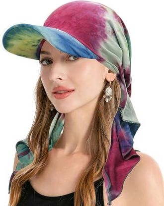 ZLYC Bandeau Chimio pour Femme avec visière à visière pré-nouée et légère, Tie-Dye, Taille Unique