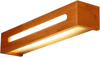 STOBOK LED Wandleuchte Modern, Wandlampe Holz Innen mit Bewegungssensor, Warmwei&szlig; Badezimmer Spiegelleuchte und Dimmbar, Wandleuchte Vintage Rechteckig f&uuml;r F