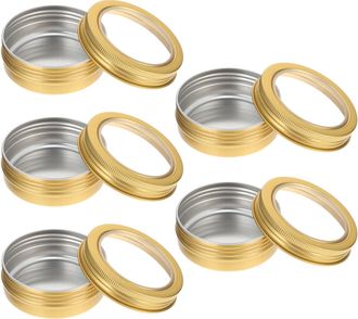 BESPORTBLE 5 St&uuml;ck Aluminium Salbendosen mit Sichtfenster 68x25mm Sturzsichere Aufbewahrungsboxen f&uuml;r Selbstgemacht Weihnachtskerzen Kompakte Metalldosen f&uuml;r Bal
