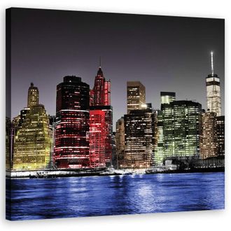 Feeby Tableau d&eacute;co Ville color&eacute;e la nuit 60x60