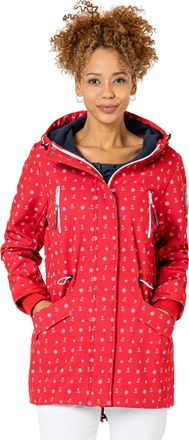 Sublevel Damen Softshell-Jacke Kurzmantel mit Kapuze & Print red M