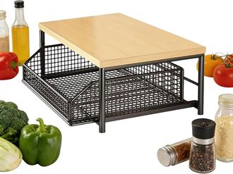 Generic F&uuml;r Die K&uuml;che,Vertikales 2-stufiges Organizer | Stehendes F&uuml;r Die Aufbewahrung,F&uuml;r K&uuml;che Badezimmer Garage Dusche Bar Wohnung Zuhause W&auml;scheraum