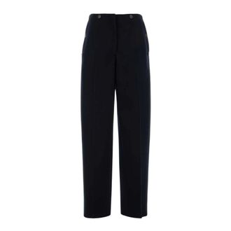 Ferragamo Pantalon en laine diagonale - Femme - Pantalons - Bleu - Taille: 32 FR