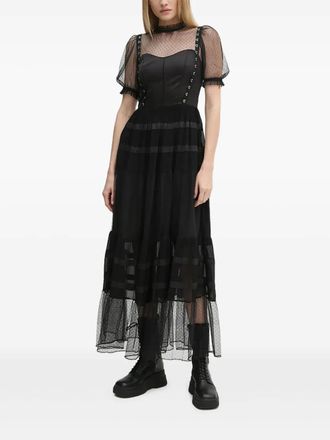 AllSaints robe en tulle &agrave; d&eacute;tails doeillets - Noir
