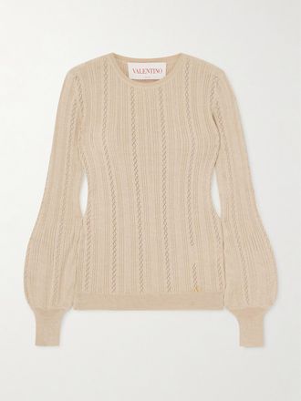 Valentino Garavani Pullover Aus Wolle In Pointelle-strick - Neutral