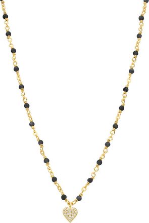 OrusBijoux Collier Argent Dor&eacute; Coeur Diamant&eacute; Et Pierres Spinelle