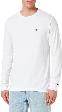 Champion Legacy Basics-L-s Crewneck T-Shirt à Manches Longues pour Homme, Blanc, XL
