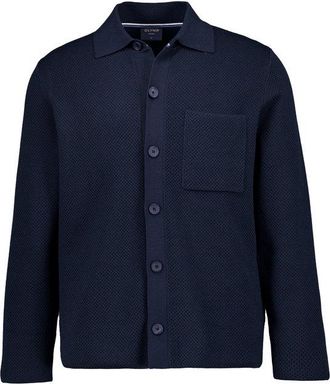 Olymp Herren Cardigan blau Baumwolle unifarben