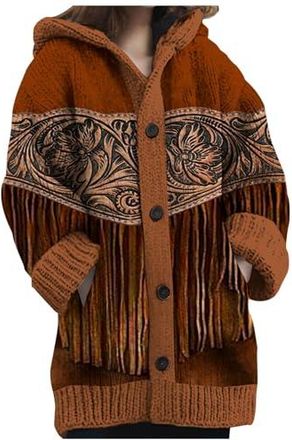 Generic NAFING Pull Grosse Maille Femme, Femme Cardigan Chaud Gilets en Tricot Manches Longues Cardigan Casual Imprim&eacute; Marguerites Cardigan Mode Bouton Ouvert