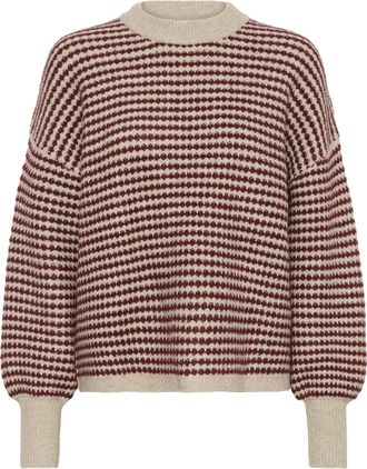 Kaffe Damen-Pullover, Rundhalsausschnitt, Relaxed-Fit, Lange &Auml;rmel, strukturierter Strick