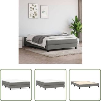 vidaXL Boxspringbett - Boxspringbettgestell Dunkelgrau 140x200 cm Stoff
