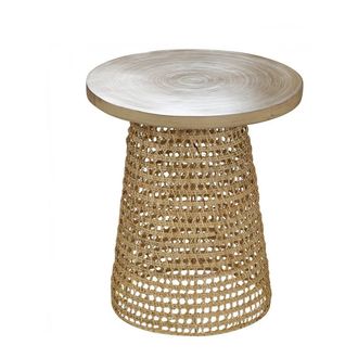 Calicosy Bout de canapé Plateau bambou pied rotin