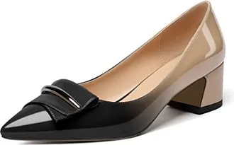 elashe Escarpin Femme Petit Talon Bout Pointu Talon Carré Pumps Classique Block Heel Chaussure Bicolore EU38