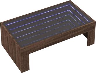 Generic Couchtisch mit Infinity-LED, Beistelltisch, Wohnzimmertisch, Kaffeetisch, Stubentisch, Sofatisch Modern f&uuml;r Wohnzimmer/B&uuml;ro(Grau Sonoma 70x50x30 cm) (