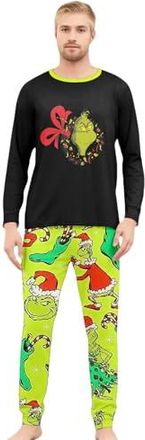 Generic Le Grinch Pyjama Noel Famille De Grinch The Pull Bebe Chaud Et Doux Couple Deguisement Costume Ensemble Garcon Noël Hiver Homme Assorti Coton Enfant A