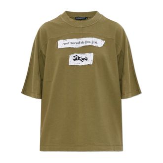 Dolce & Gabbana Femme, Tops, Vert, Taille: 36 FR T-shirt avec un effet vintage