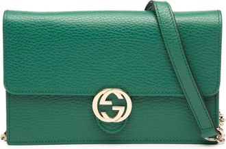 Gucci Hobo Bags - Interlocking G Dollar Calfskin Wallet on Chain - Gr. unisize - in Gr&uuml;n - f&uuml;r Damen