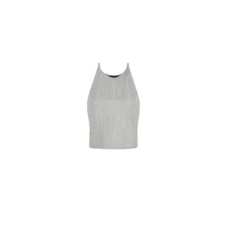 A|X Armani Exchange Leuchtendes Lurex-Top mit zarten Tr&auml;gern - - Tops - Damen - Grau - M