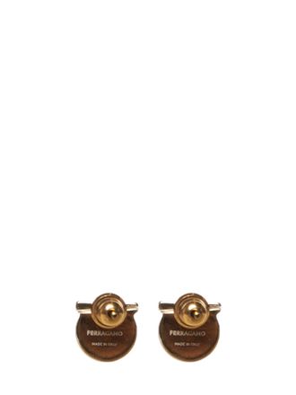 Ferragamo Womens Earrings Gancini Pearl Gold-Tone Glass Fibre