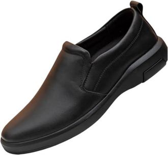 Generic Mocassins Penny pour homme en cuir v&eacute;ritable d&eacute;contract&eacute; &agrave; enfiler - Confortables et souples, Noir, 39 2/3 EU