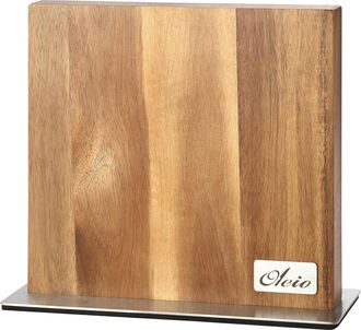 Oleio Oleio Magnetischer Messerblock | aus Akazien-Massivholz, 3,5 cm stark | mit beidseitigen Magnetleisten | für bis zu 8 Messer (Klingen bis 23 cm) | mit
