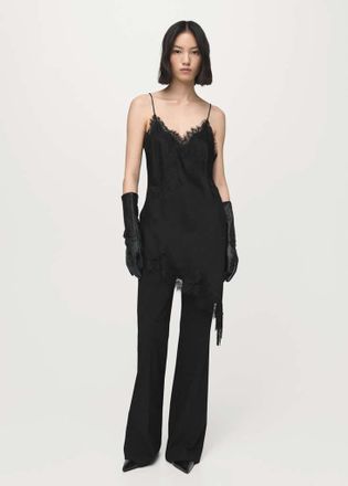 Mango Top lingerie dentelle noir - Femme - S - MANGO