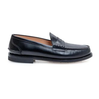 Premiata Schwarze Lederslipper mit sichtbaren N&auml;hten - - Shoes - Herren - Schwarzk - 44 EU