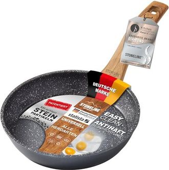 STONELINE Back to Nature Po&ecirc;le &agrave; Frire 18 cm, Cuire sans Huile ni Graisse, adapt&eacute;e &agrave; lInduction, Rev&ecirc;tement Antiadh&eacute;sif avec de vraies particules de pierre, Cou