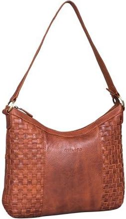 STILORD Katharina Sac à Main élégant en cuir tressé avec bandoulière amovible Sac de soirée Sac de sortie en cuir véritable, Couleur:arrona - marron