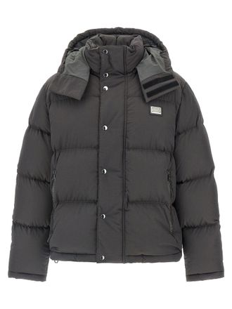 Dolce & Gabbana Quilted Logo Patch Down Jacket - Black