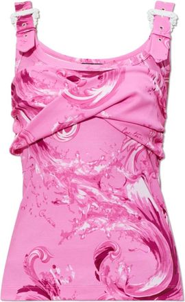 Versace Jeans Couture Femme, Tops, Rose, Taille: 36 FR Top avec boucles d&eacute;coratives sur les bretelles