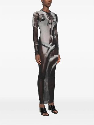 Jean Paul Gaultier Monochrome Graphic Print Dress - Black