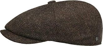 Lierys Casquette Carlsen Wool Herringbone Homme - Made in The EU Laine Gavroche avec Visiere, Doublure Hiver Automne-Hiver - 57 cm Marron